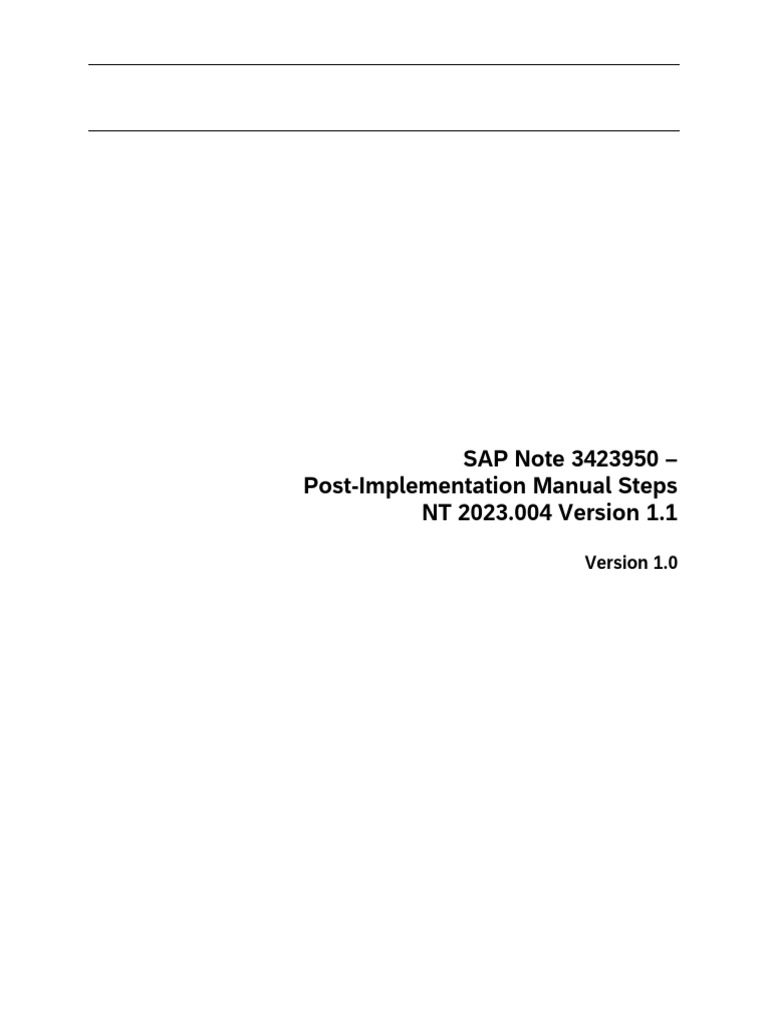 Post-Implementation Steps For SAP Note 3423950 | PDF | Computing | Computers