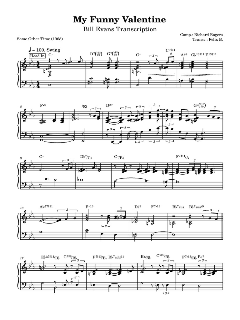 My Funny Valentine Bill Evans Transcription | PDF