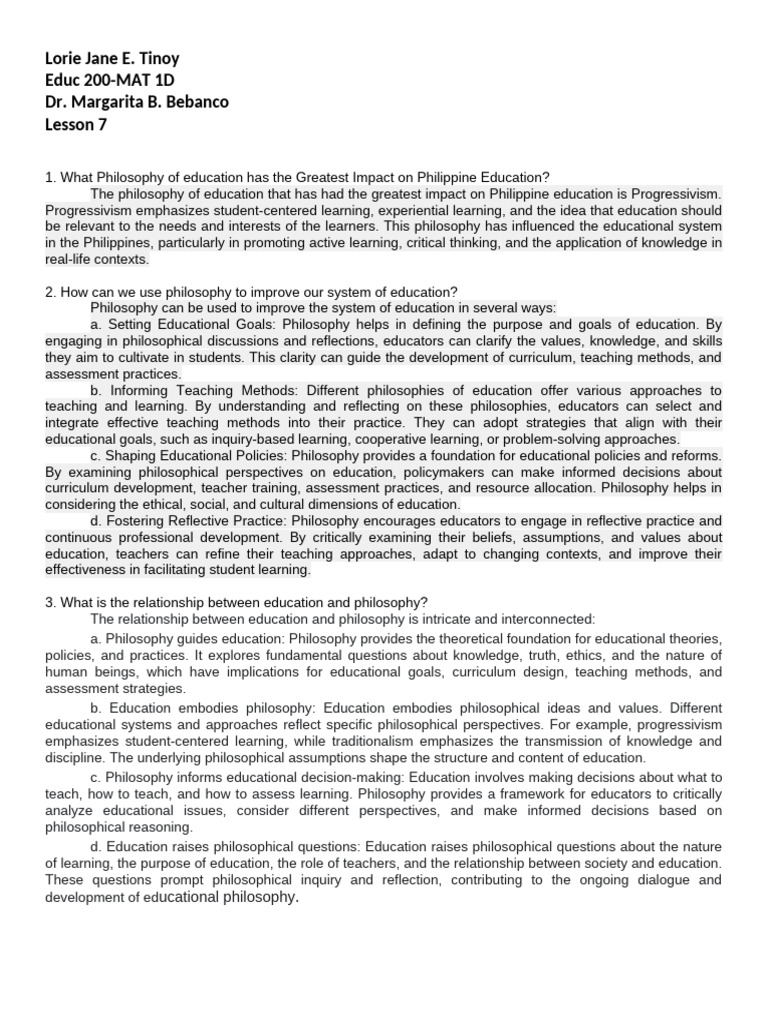 Educ 200 Lesson 7 | PDF