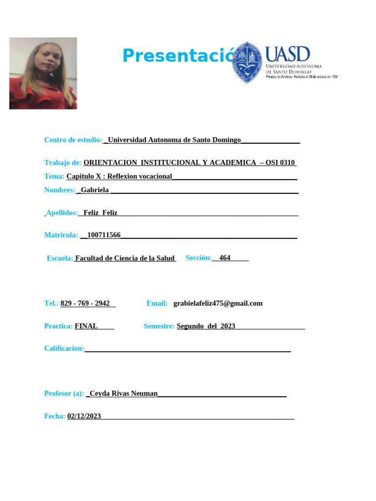 Orientación Institucional Acad. Practica Final 2023 Autoguardado | PDF ...