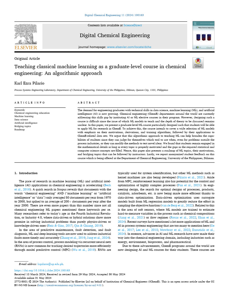 Teaching Classical Machine Learning As A Graduate-Level Course in ...