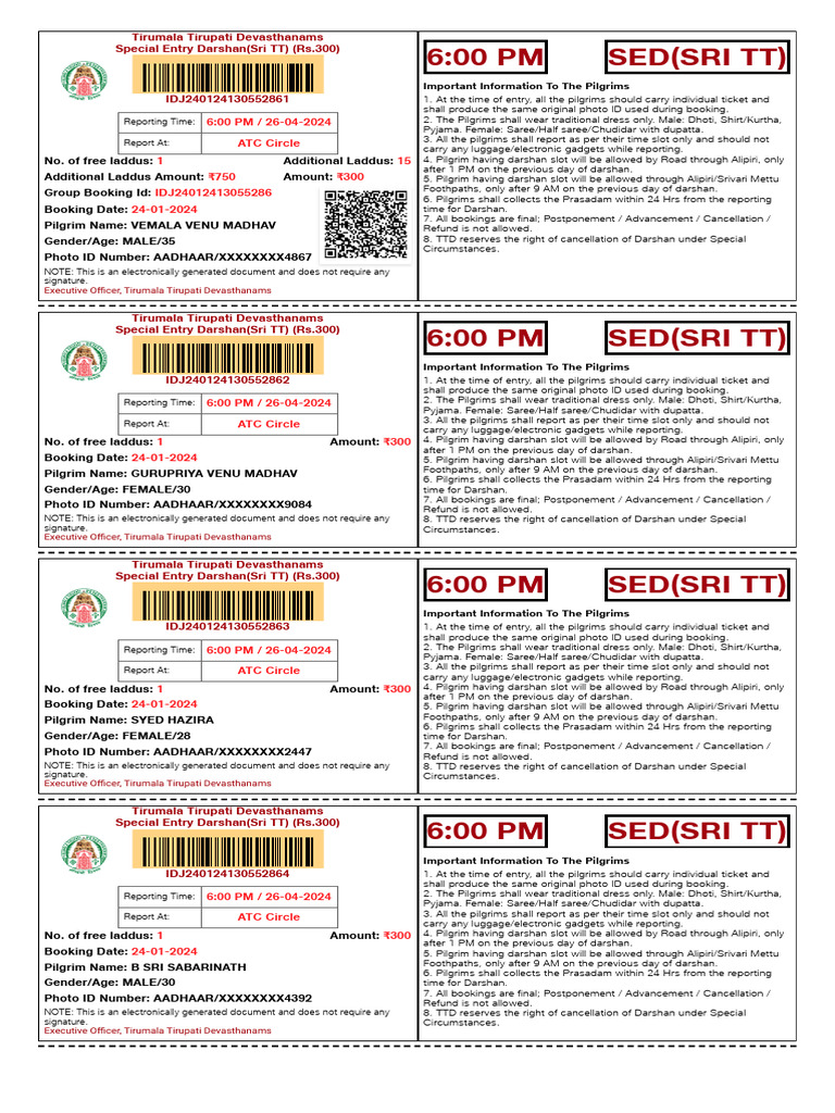 Tirumala Tirupati Devasthanams (Official Booking Portal) | PDF