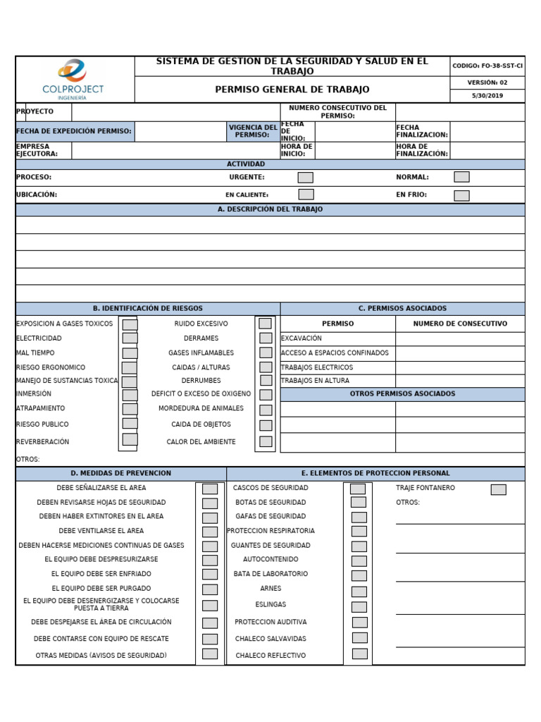 1. Formato Permiso General de Trabajo (1) | PDF