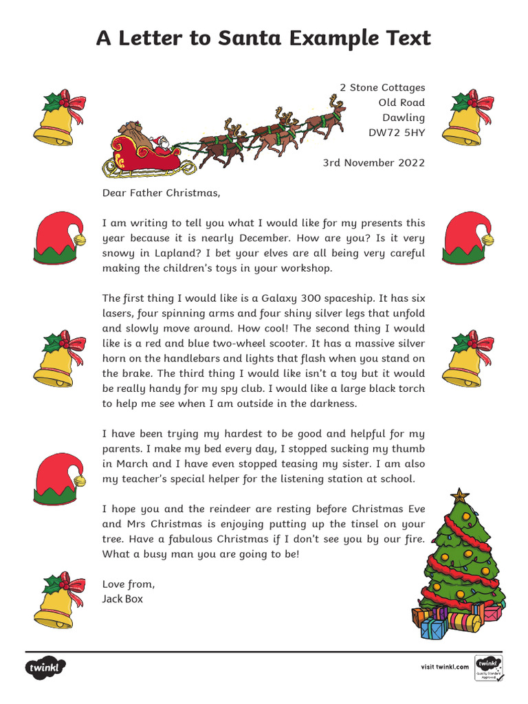 A Letter to Santa Example Text | PDF