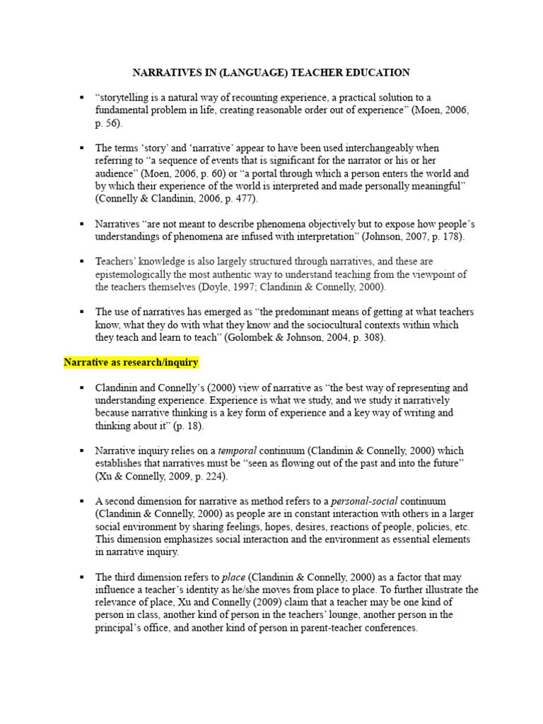 Narratives in Language Teacher Education | PDF
