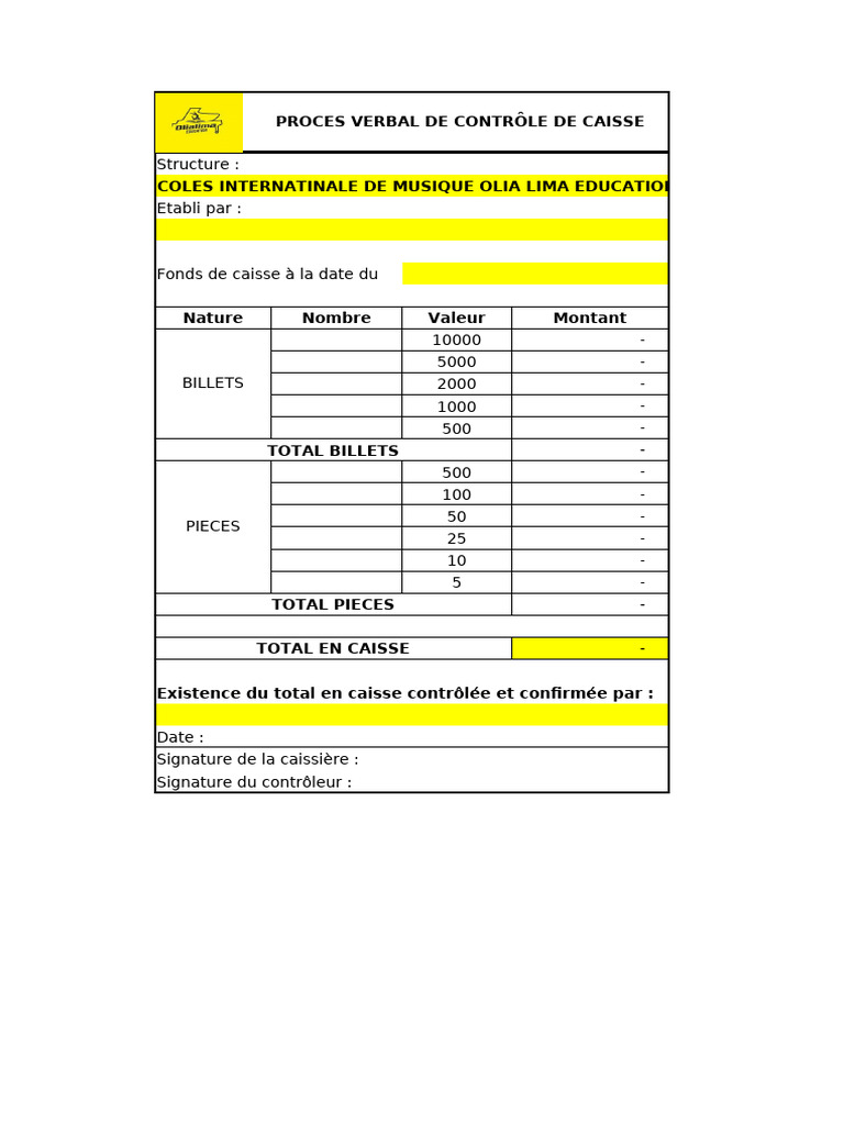 Modèle de Procès Verbal de Caisse | PDF
