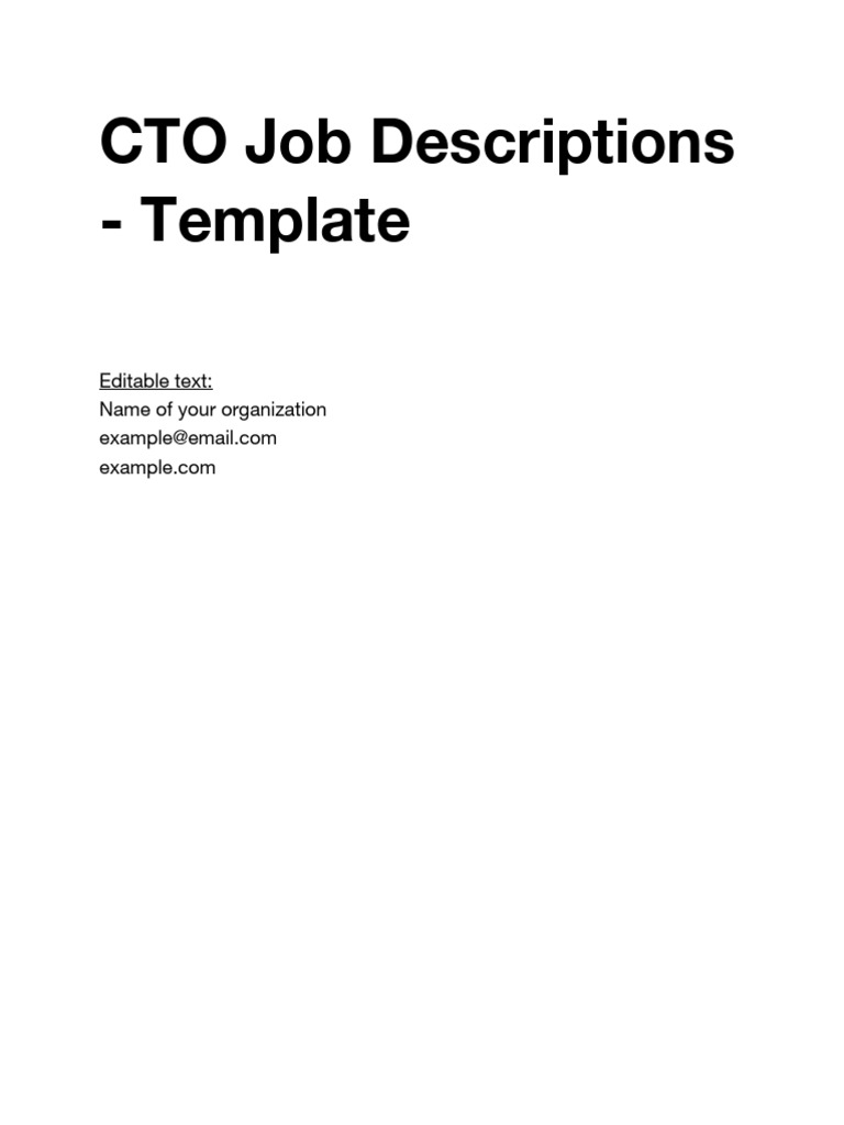 05 - Job Description Template - CTO Job Descriptions, Roles and Responsiblities - Template | PDF