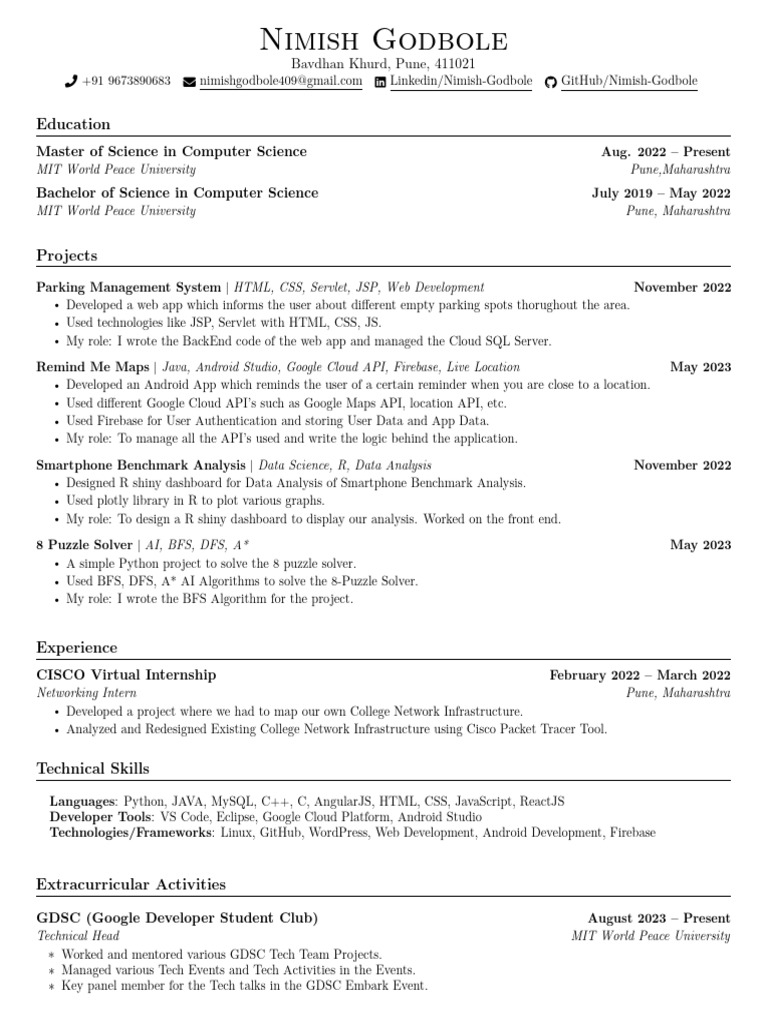 Nimish Godbole Resume | PDF
