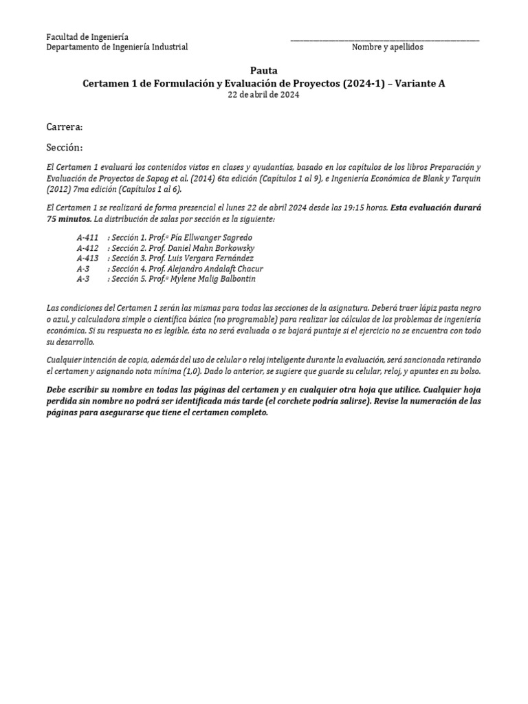 Pauta - CERT1 FEP 2024-1 (Var. A) | PDF