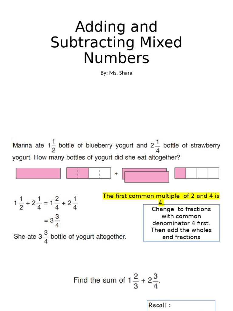 Adding and Subtracting Mixed Numbers | PDF