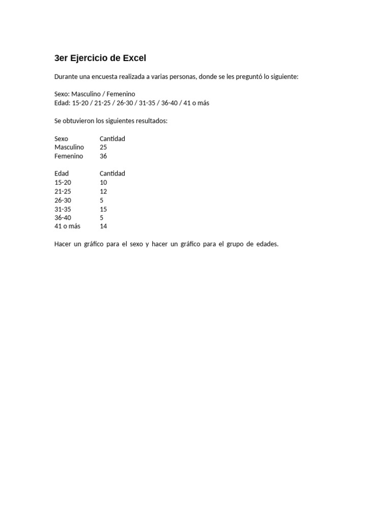 3er Ejercicio de Excel | PDF