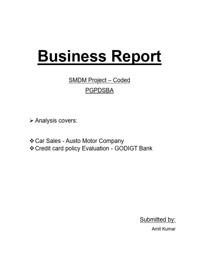 Business Report SMDM Project - Coded | PDF | Credit Card | Banks