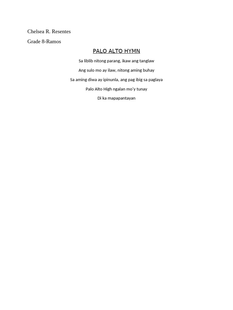 Palo Alto Hymn | PDF