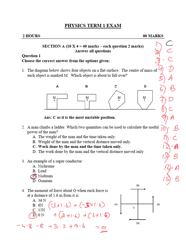 Physics Term 1 Exam 2024 A 2 | PDF