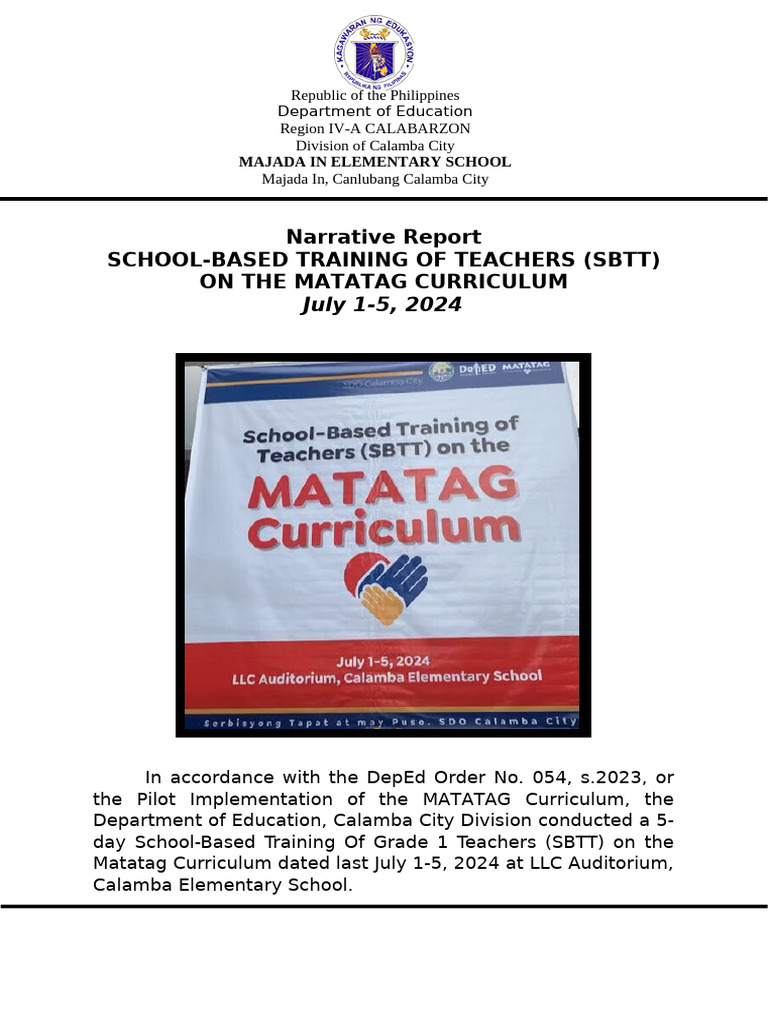 Narrative Report-Matatag Seminar | PDF