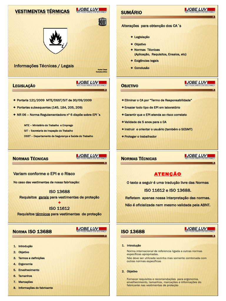 Vestimentas ISO 11612 (Apostila) | PDF