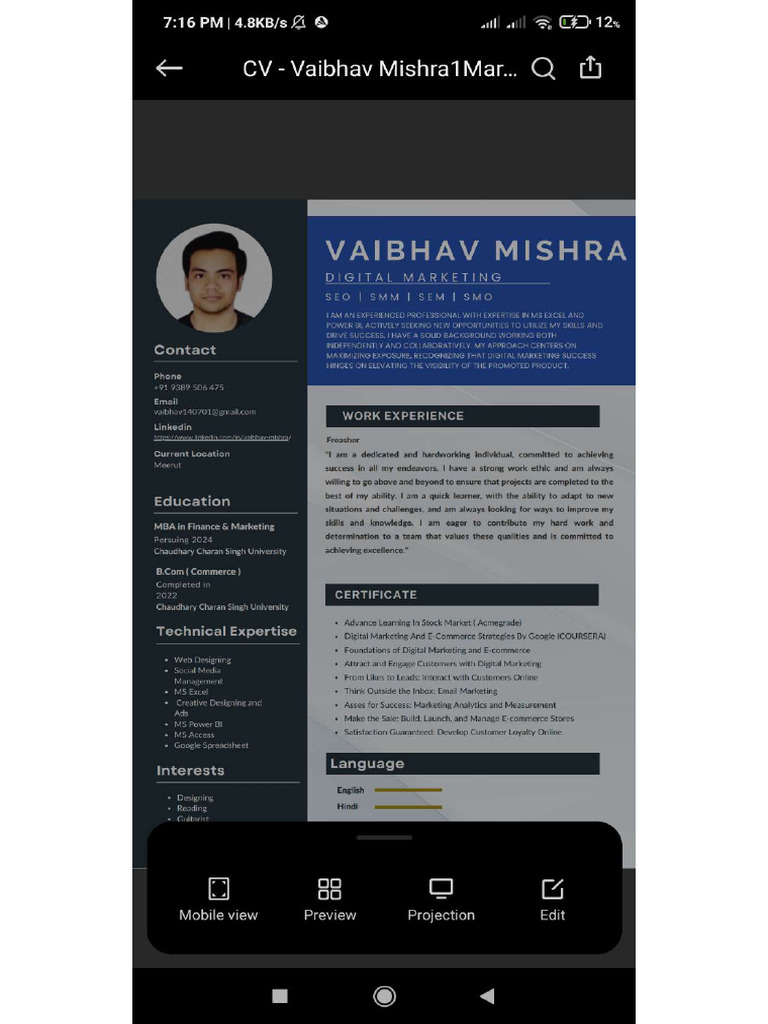 Vaibhav Resume | PDF