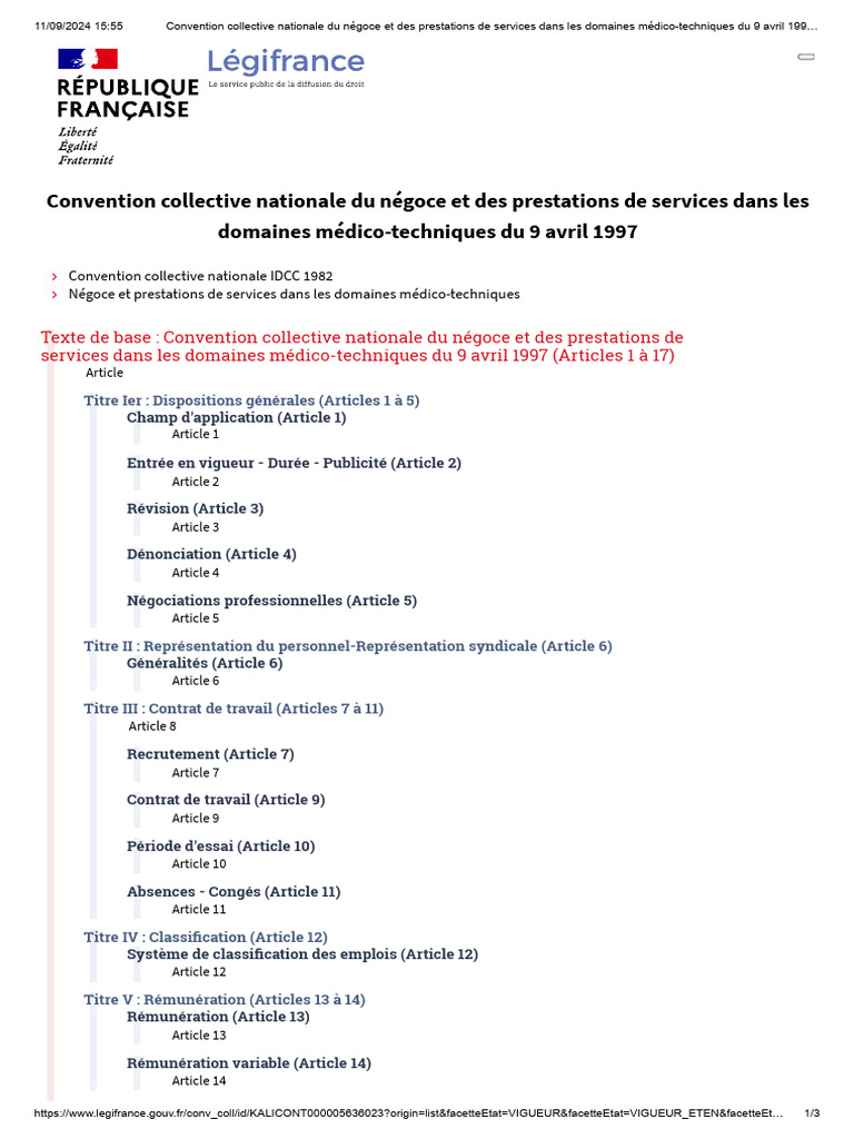 Convention Collective Nationale Du Négoce Et Des Prestations de Services Dans Les Domaines ...