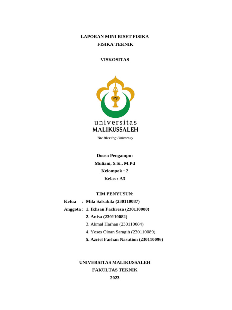 Mini Riset Kelompok 2 - Viskositas | PDF