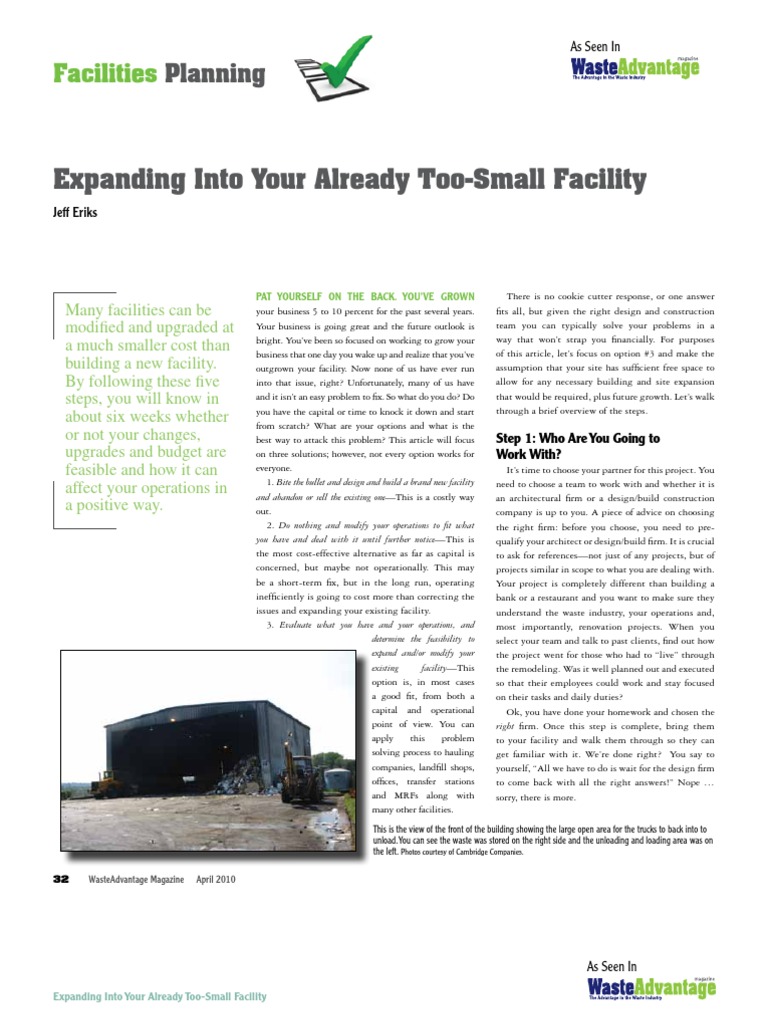 Expanding Into Your Already Too-Small Facility | PDF | Architect ...