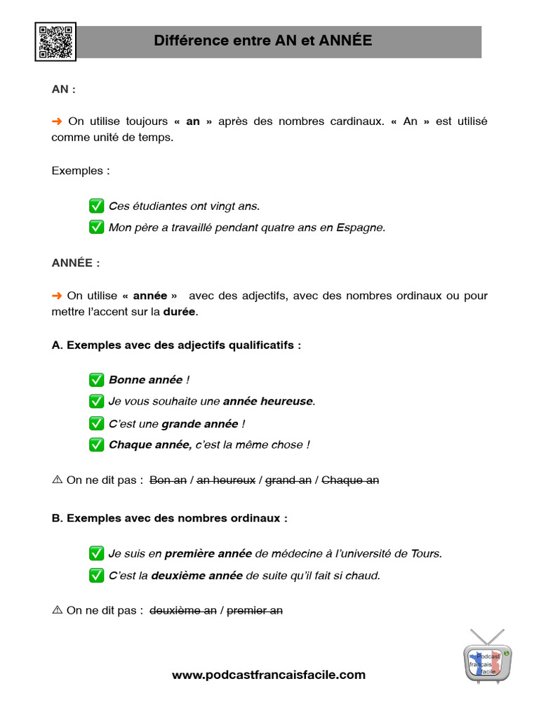 Difference Entre An Et Annee | PDF