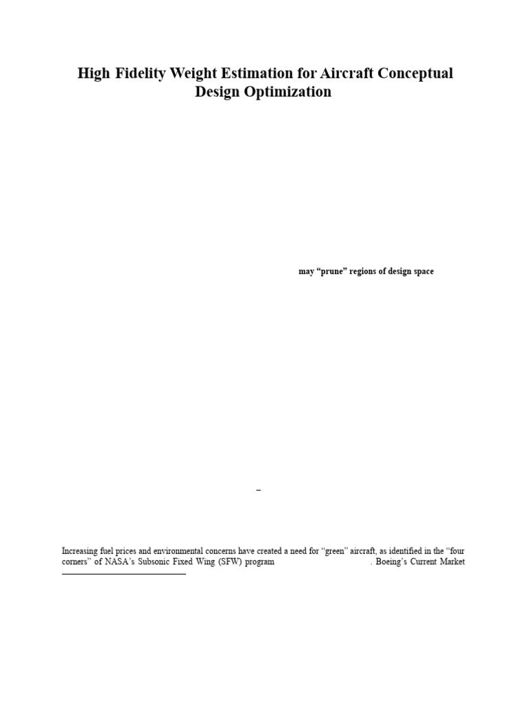 High-Fidelity Weight Estimation For Aircraft Conceptual Design ...