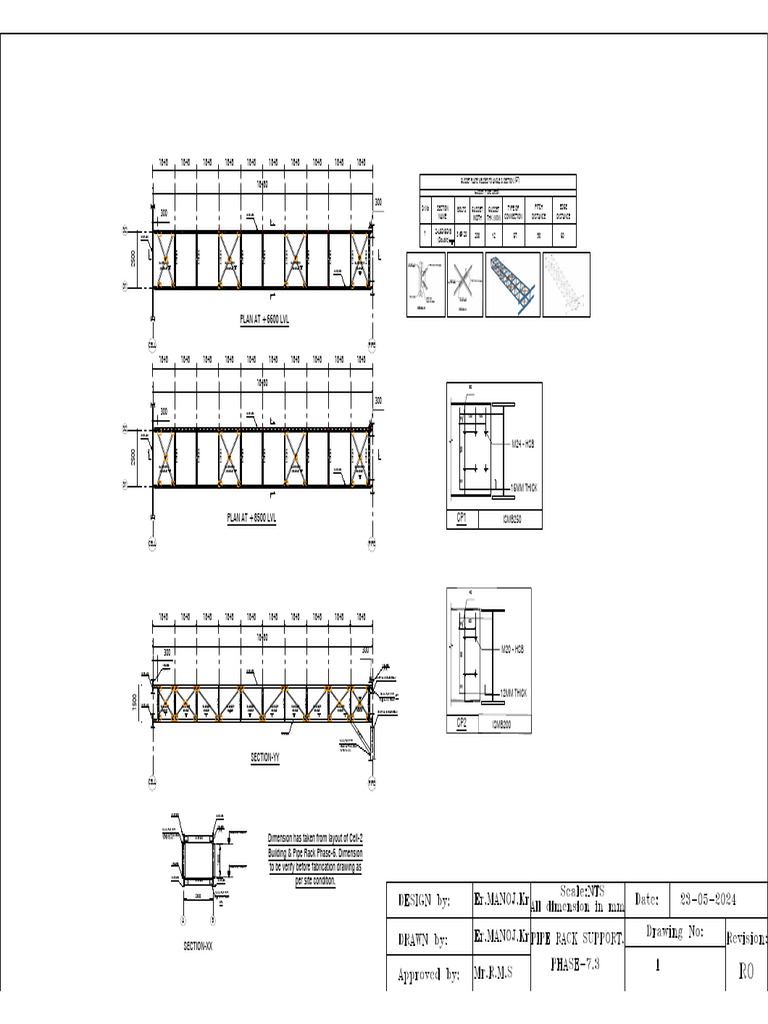 Pipe Rack Support Structure Phase Ga Drawing - (23-05-2024) | PDF