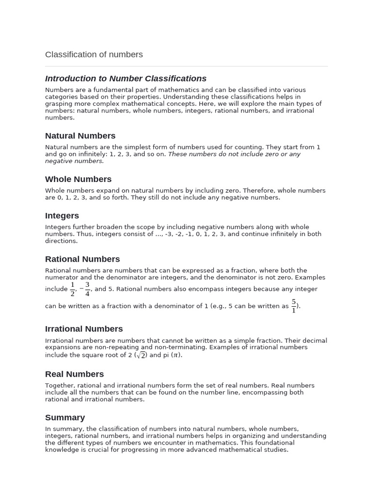 Classification of numbers | PDF