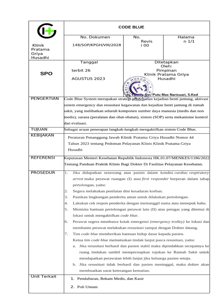 Sop Code Blue | PDF