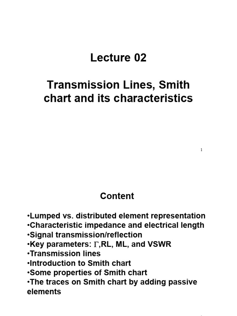 00 Lec 02 Transmission Line Smith - Chart | PDF