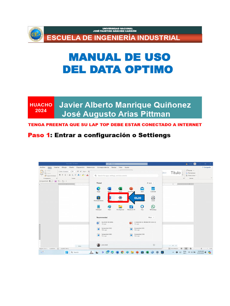 MANUAL DE USO DEL DATA OPTIMO Version 2 | PDF