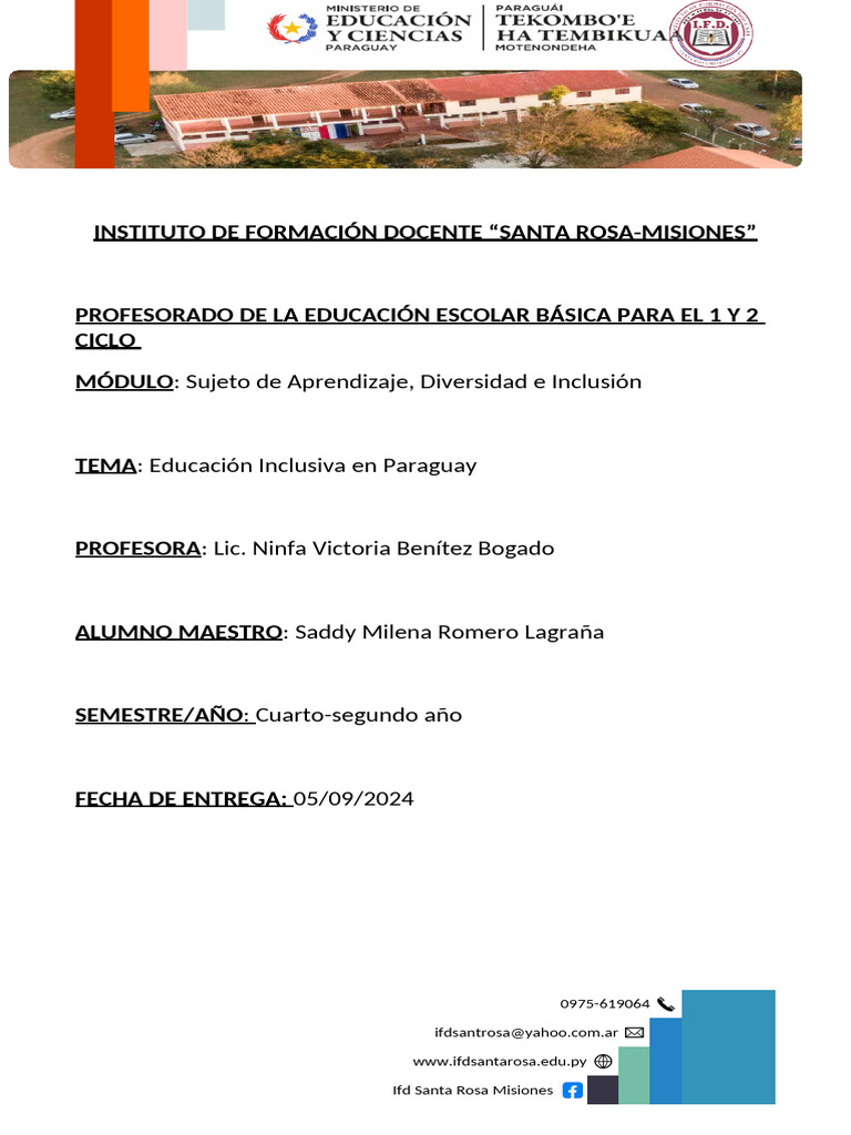 Sujeto de Aprendizaje. Saddy T1 | PDF | Maestros | Inclusión (Educación)