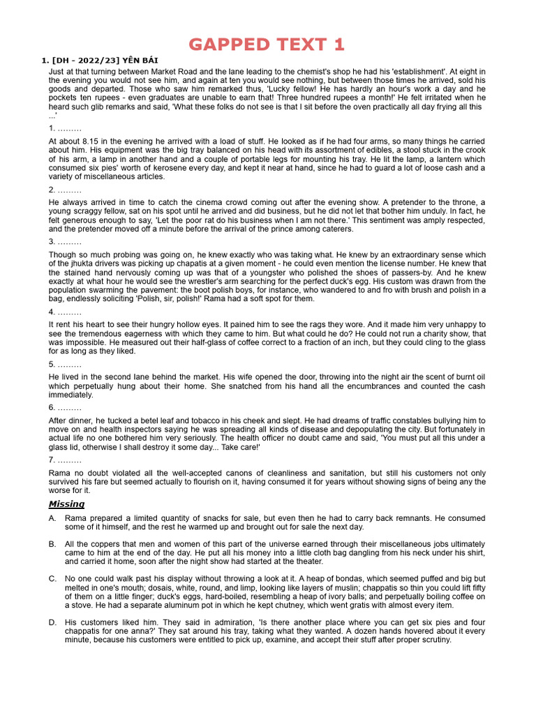 Gapped Text - Mr. Hung | PDF