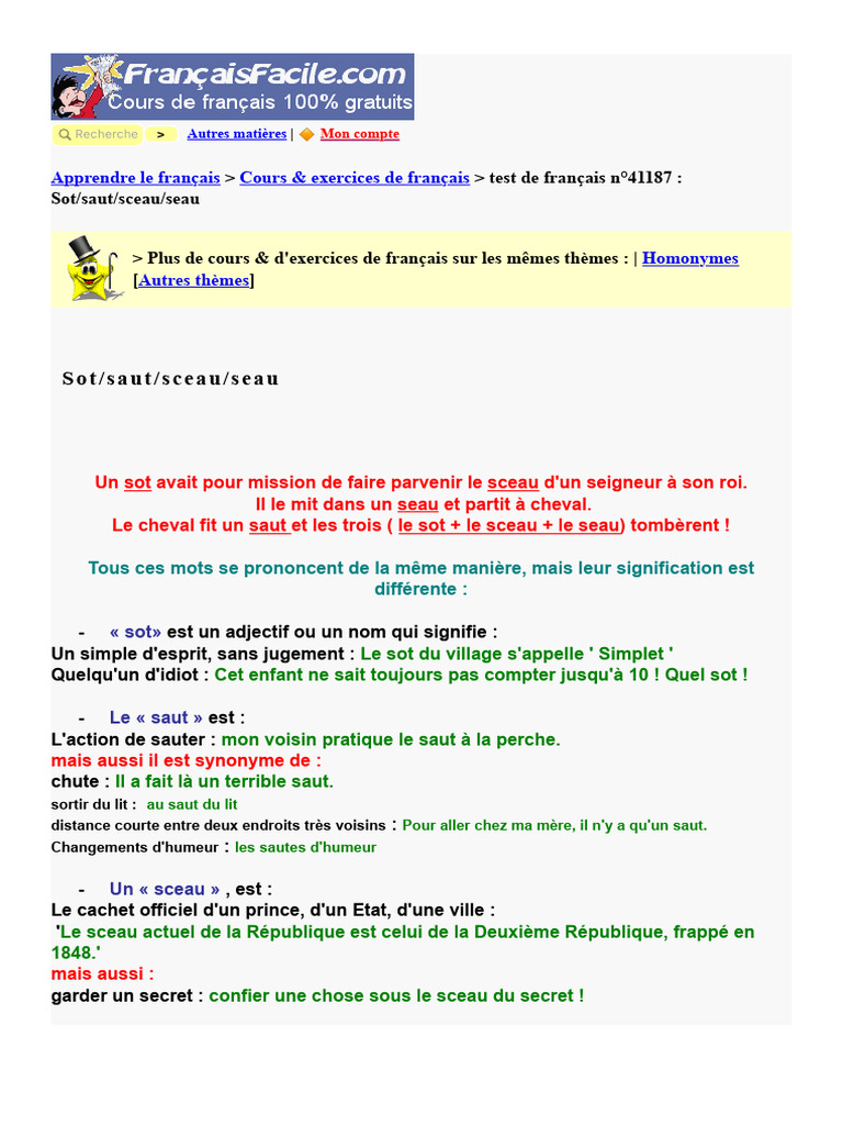 Sot Saut Sceau Seau | PDF