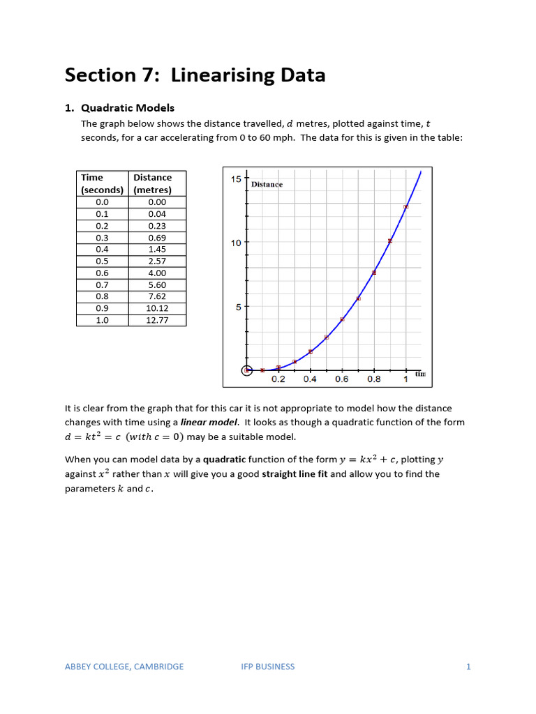 Section 7 Linearising Data | PDF