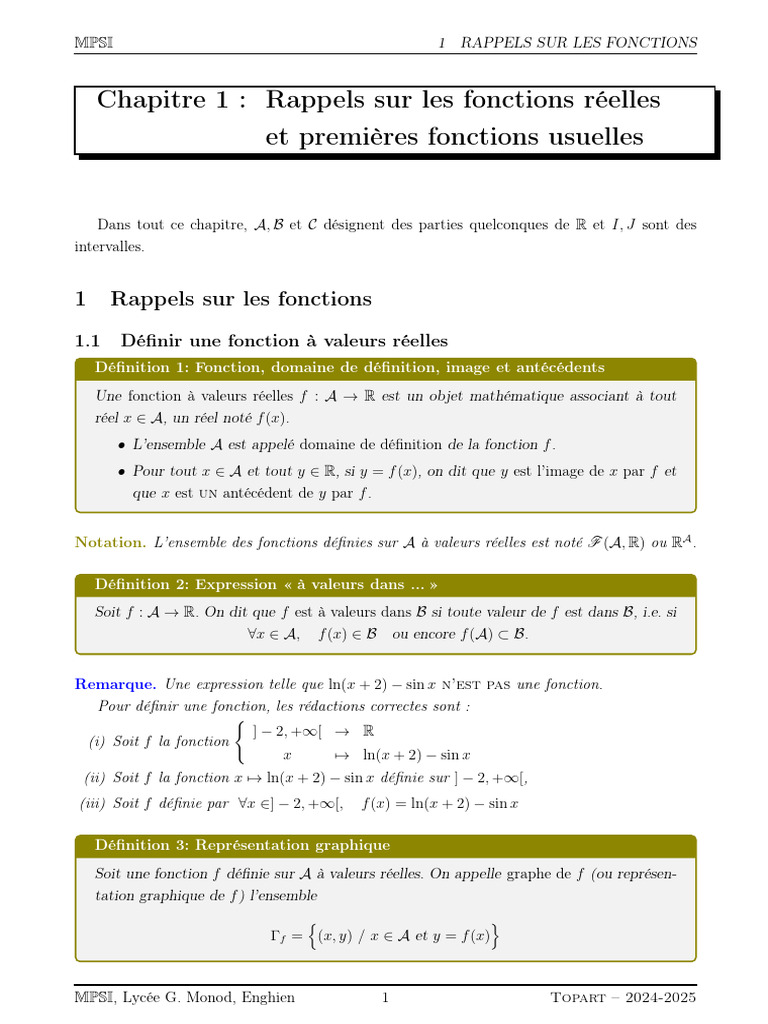 Cours - Rappels Et Fonctions Usuelles | PDF