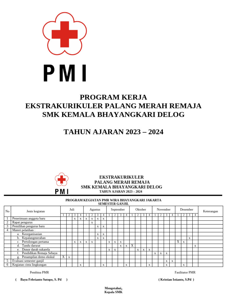 Program Kerja PMR 2023 - 2024 | PDF