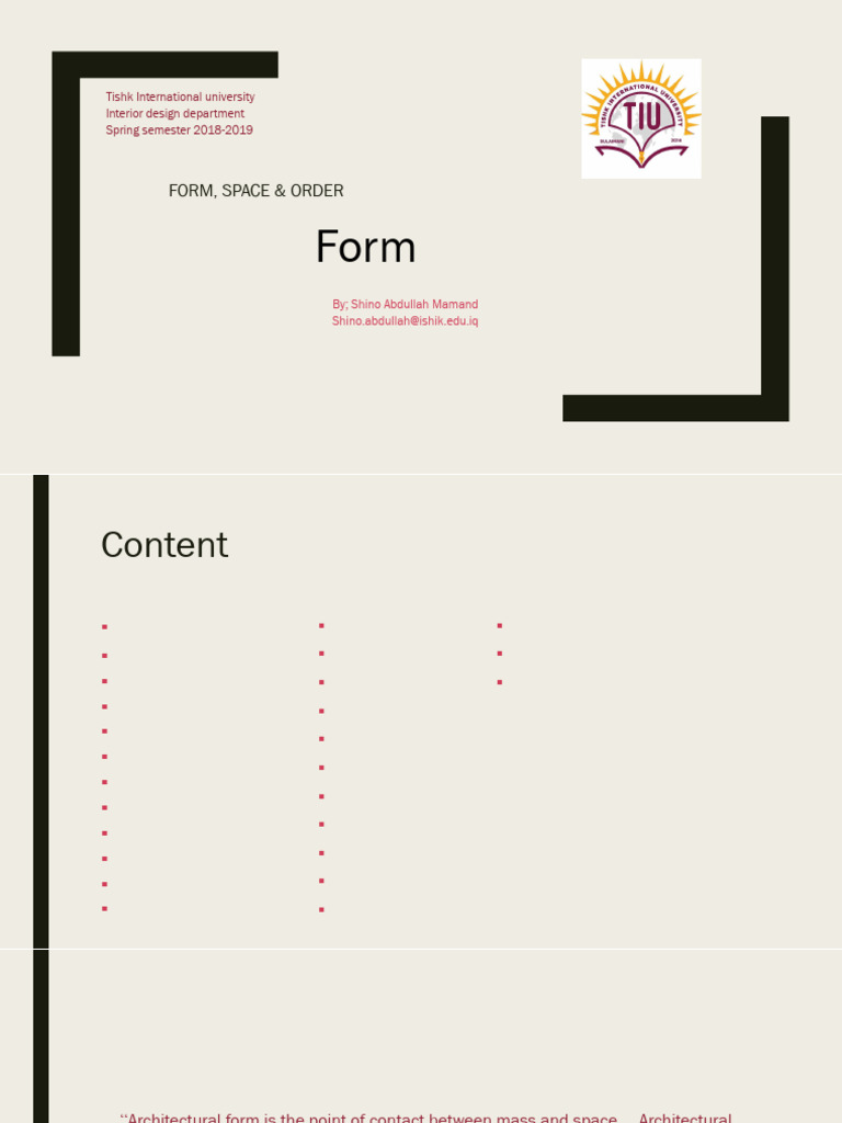 Formspace and Order | PDF