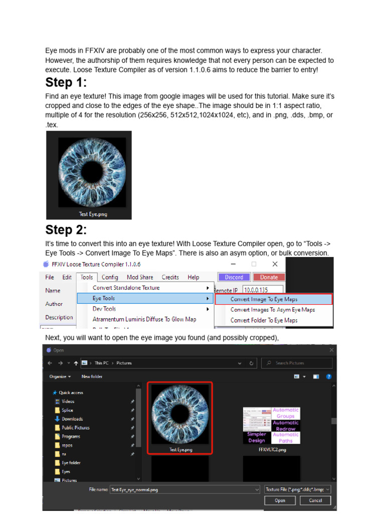 Quickly Creating Eye Mods With Loose Texture Compiler | PDF