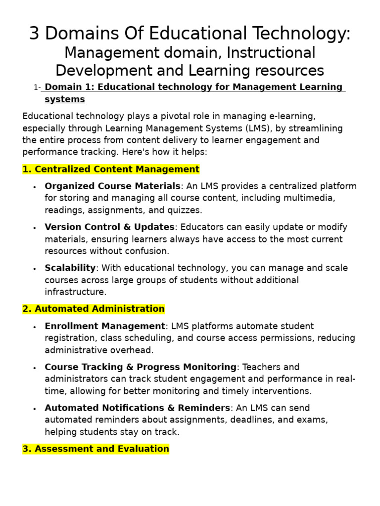 3 Domains of Educational Technology | PDF