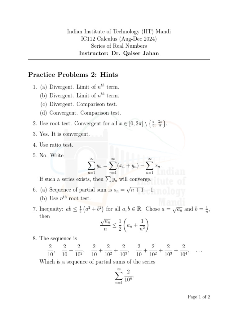 IC112 Practice-problems 02 HINTS | PDF
