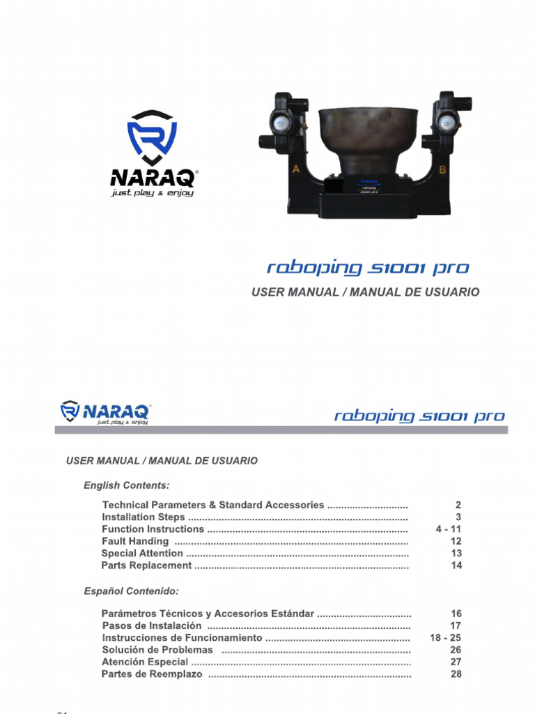 Manual English Spanish Roboping S1001 Pro | PDF