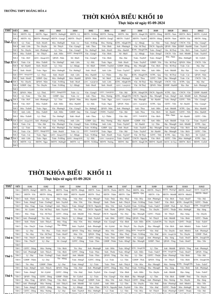Trường Thpt Hoằng Hóa 4: Tiết 10A1 10A2 10A3 10A4 10A5 10A6 10A7 10A8 10A9 10A10 10A11 10A12 | PDF