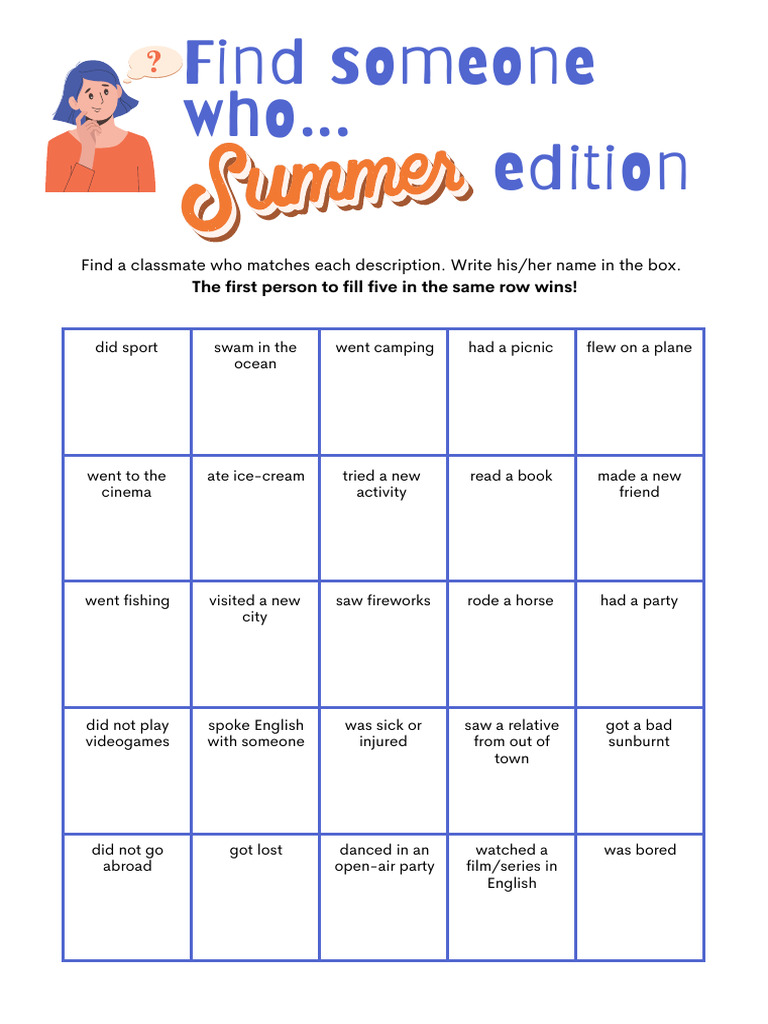 Find Someone Who SUMMER | PDF