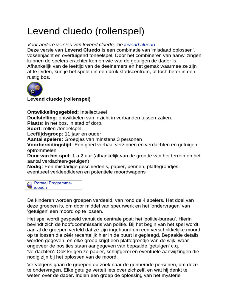 Levend Cluedo Voor Volgend Jaar | PDF
