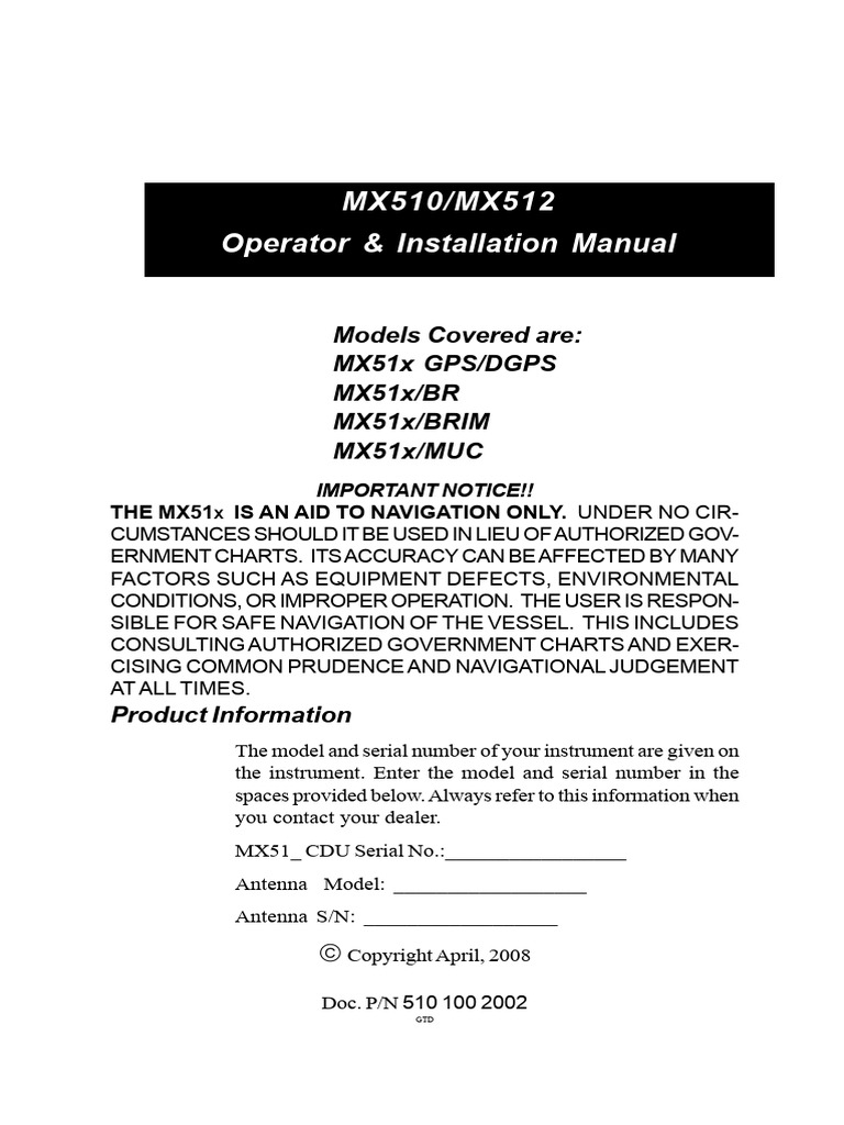 MX510 MX512 Operator and Installation Manual | PDF