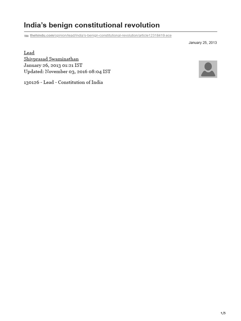 India's Benign Constitutional Revolution | PDF