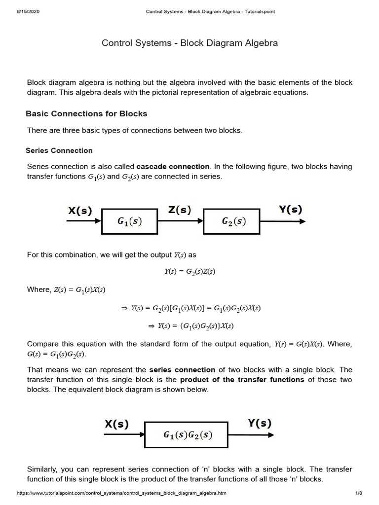 6 Control Systems - Block Diagram Algebra | PDF