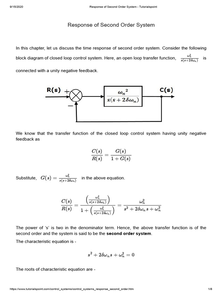 13 Response of Second Order System | PDF