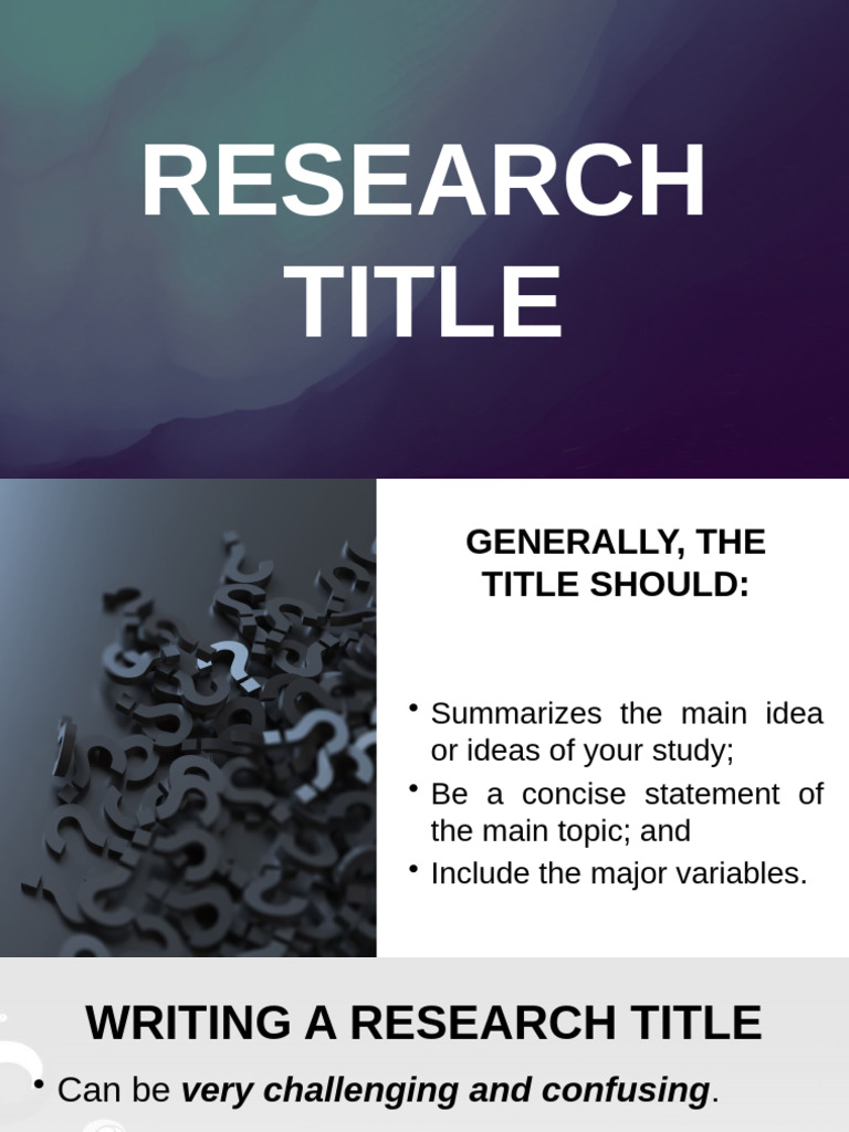 PR2 - PPT 4 - Research Title | PDF